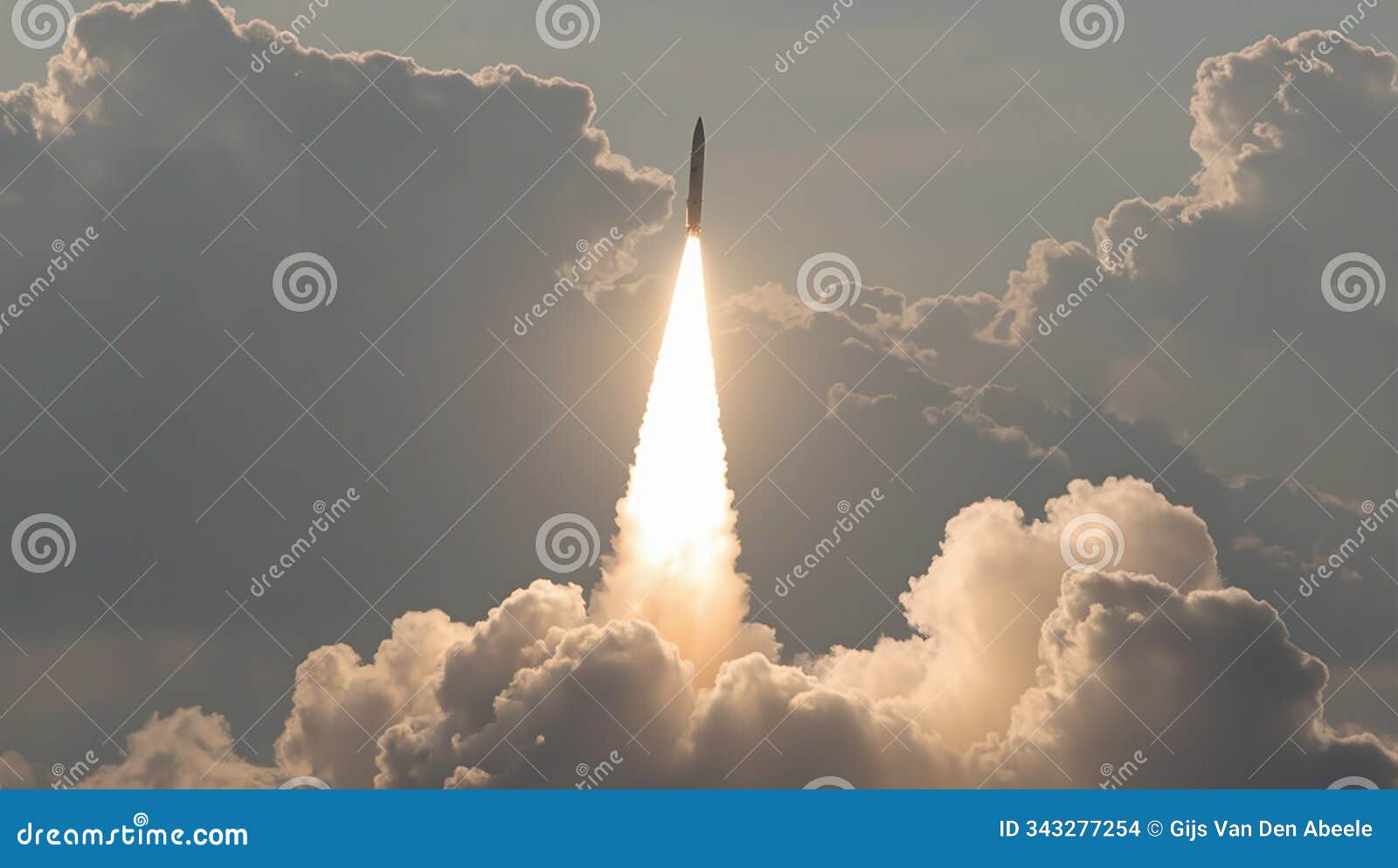 Missile Launching Through Clouds With Blinding Flash Royalty-Free Stock ...