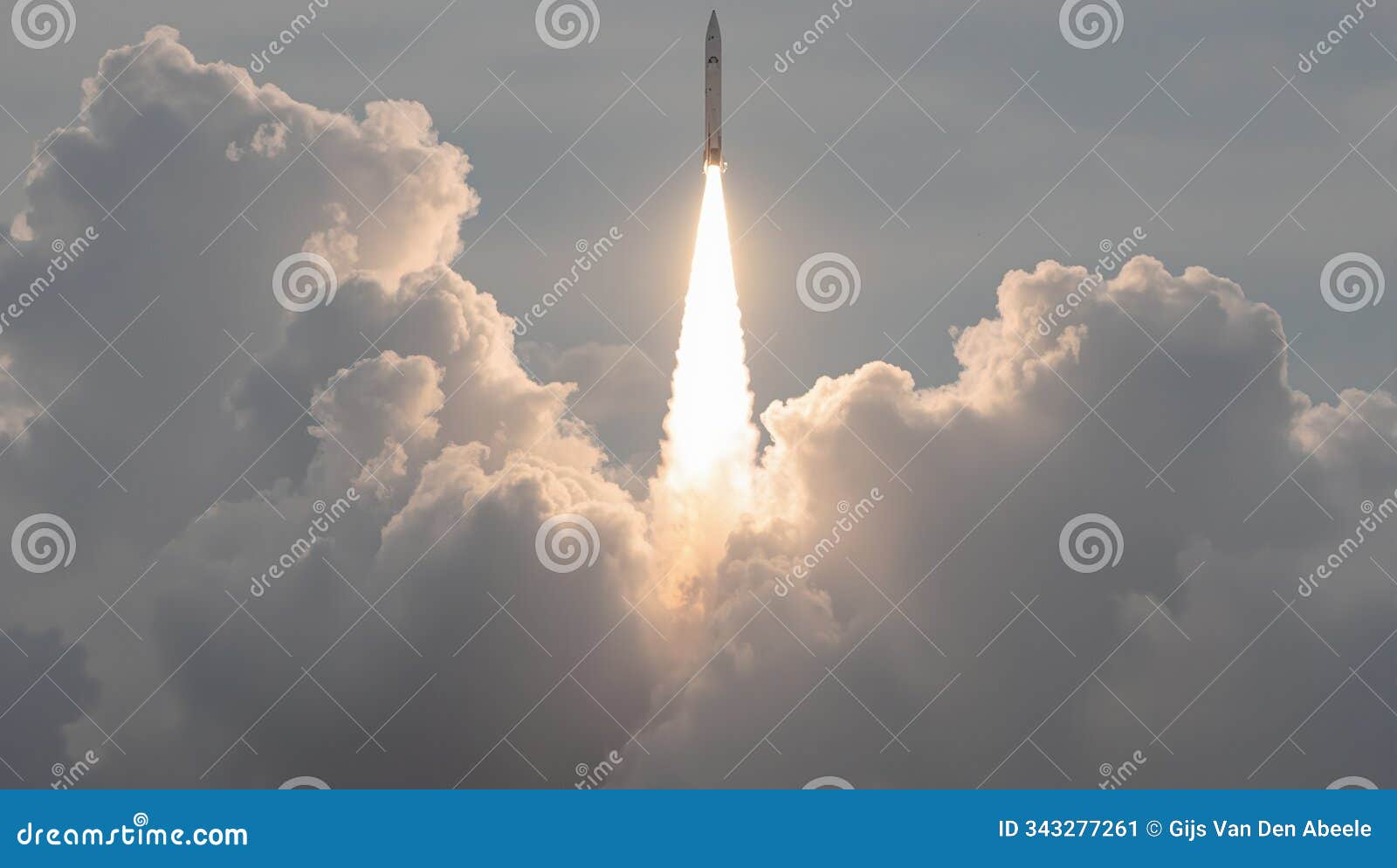 Missile Launching through Clouds with Blinding Flash Stock Illustration ...