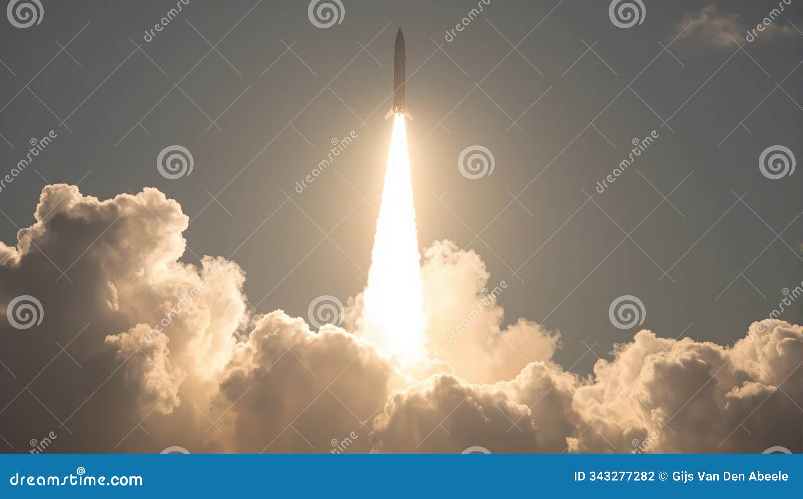 Missile Launching Through Clouds With Blinding Flash Royalty-Free Stock ...