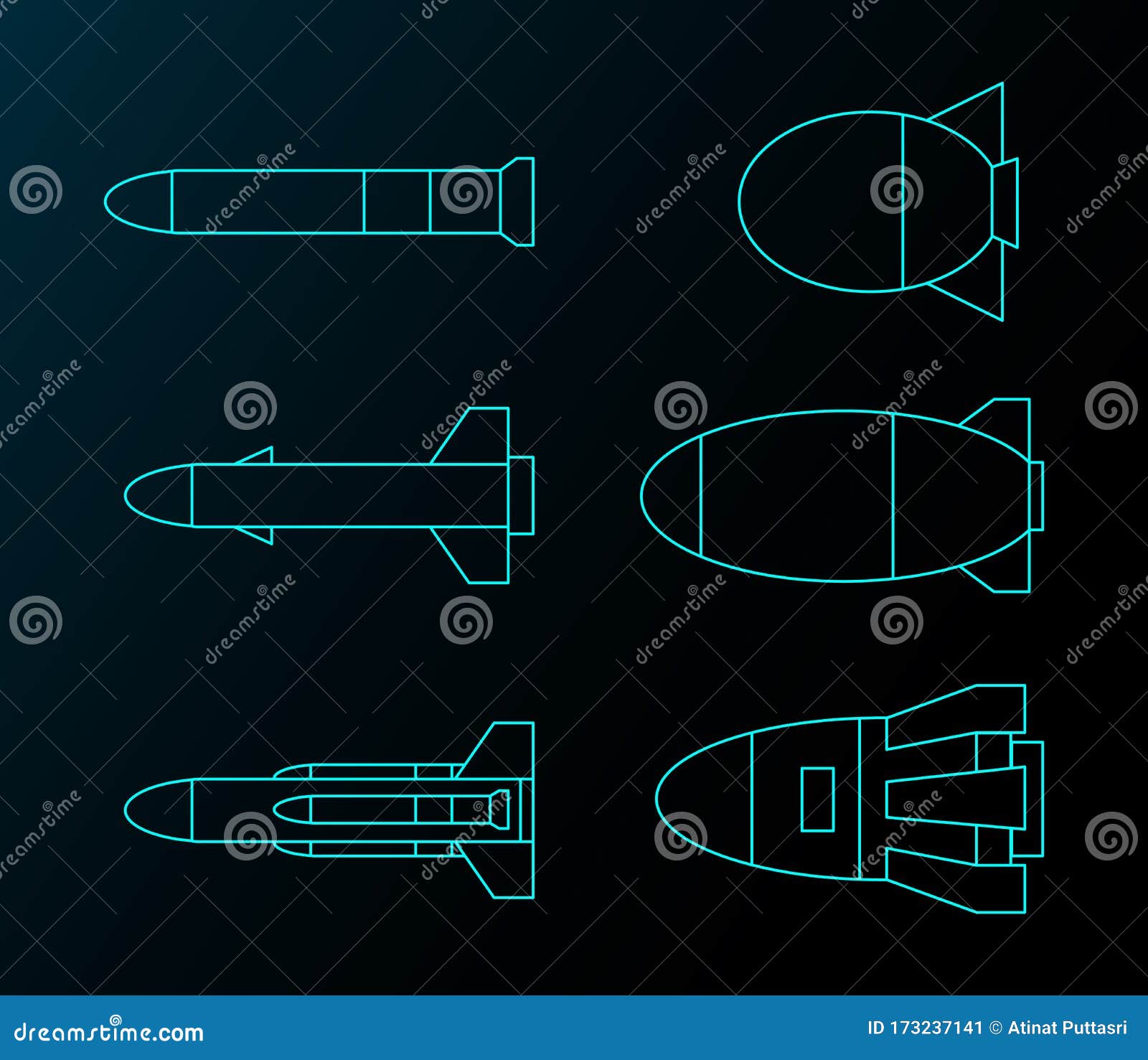 Missile Line Drawing Group Vector Design Stock Vector - Illustration of ...
