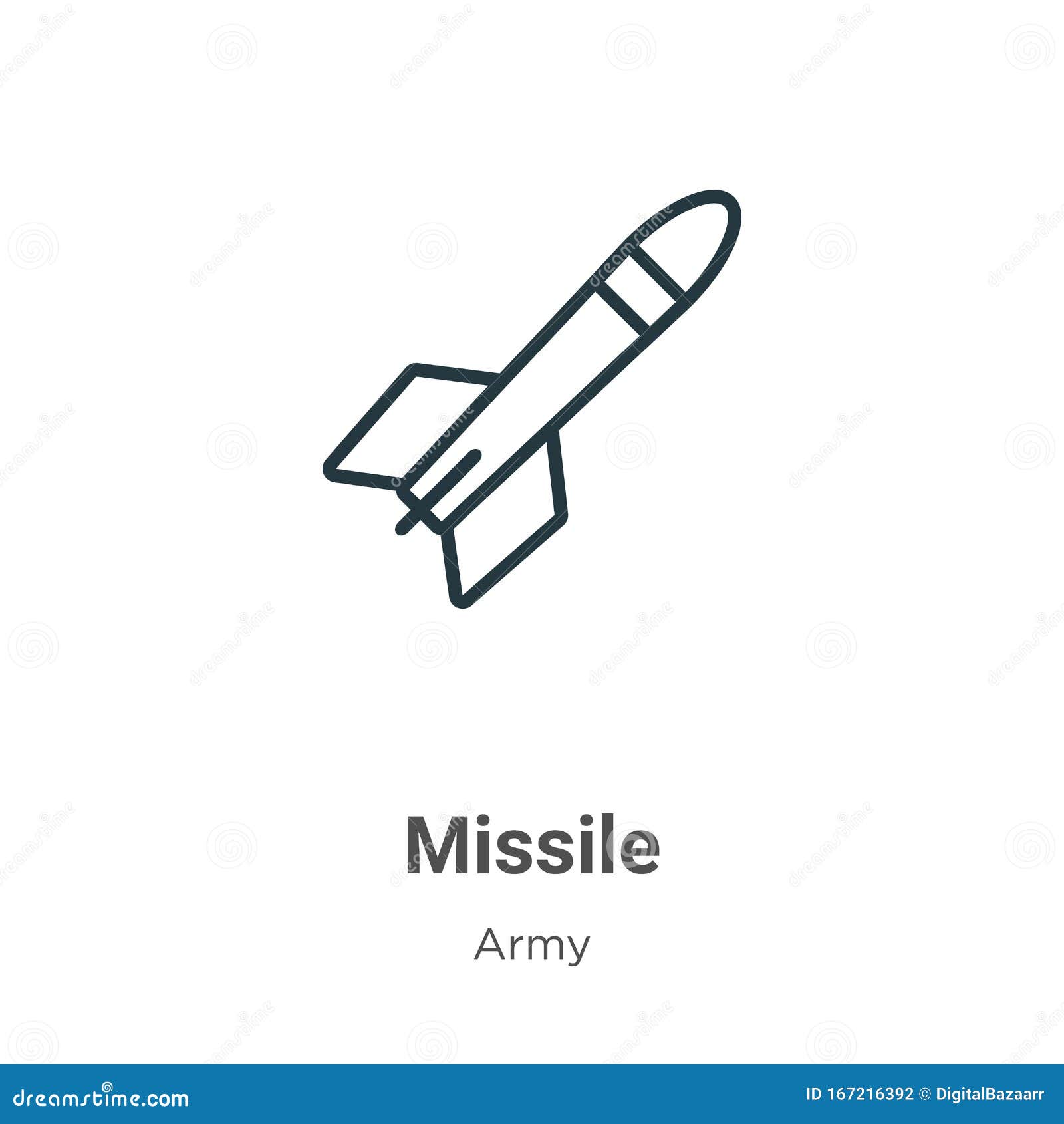 Missile Outline Vector Icon Thin Line Black Missile Icon Flat Vector