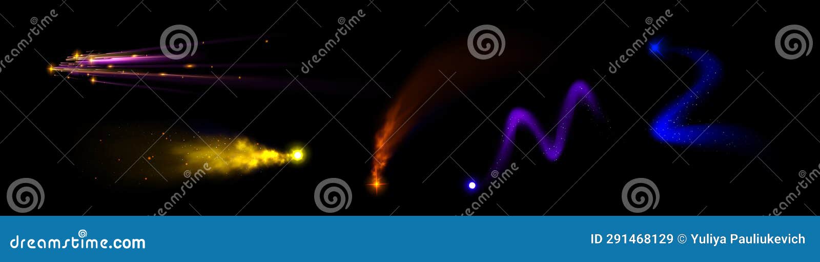 Missile Effect, Rocket Fire Trails With Black Smoke, Spacecraft Startup ...