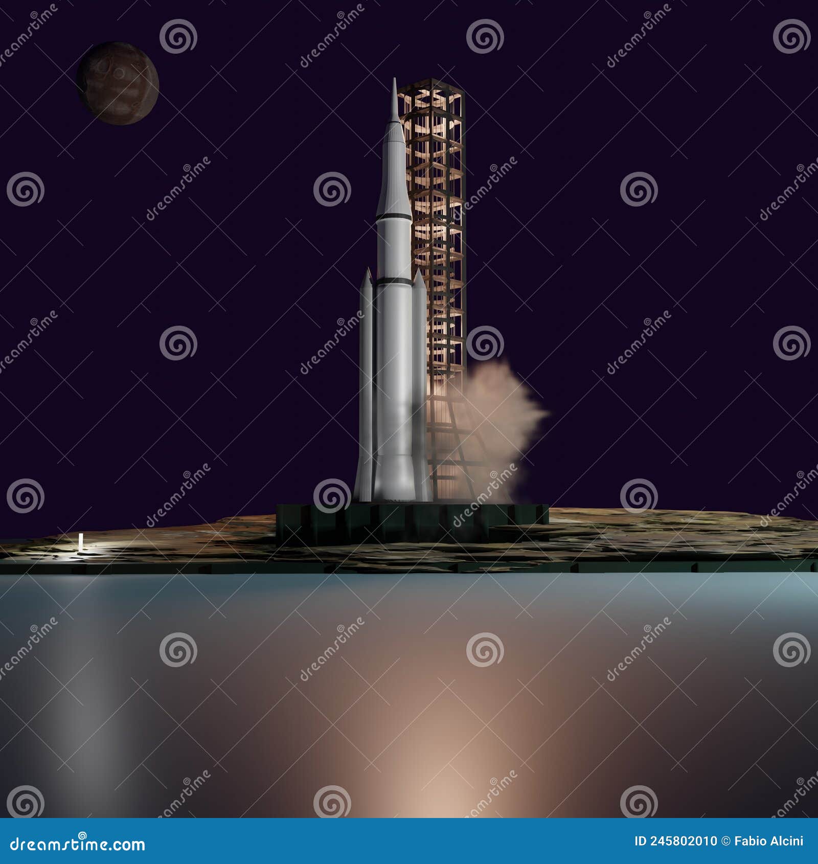 Missile Starting from Launch Pad Stock Illustration - Illustration of ...