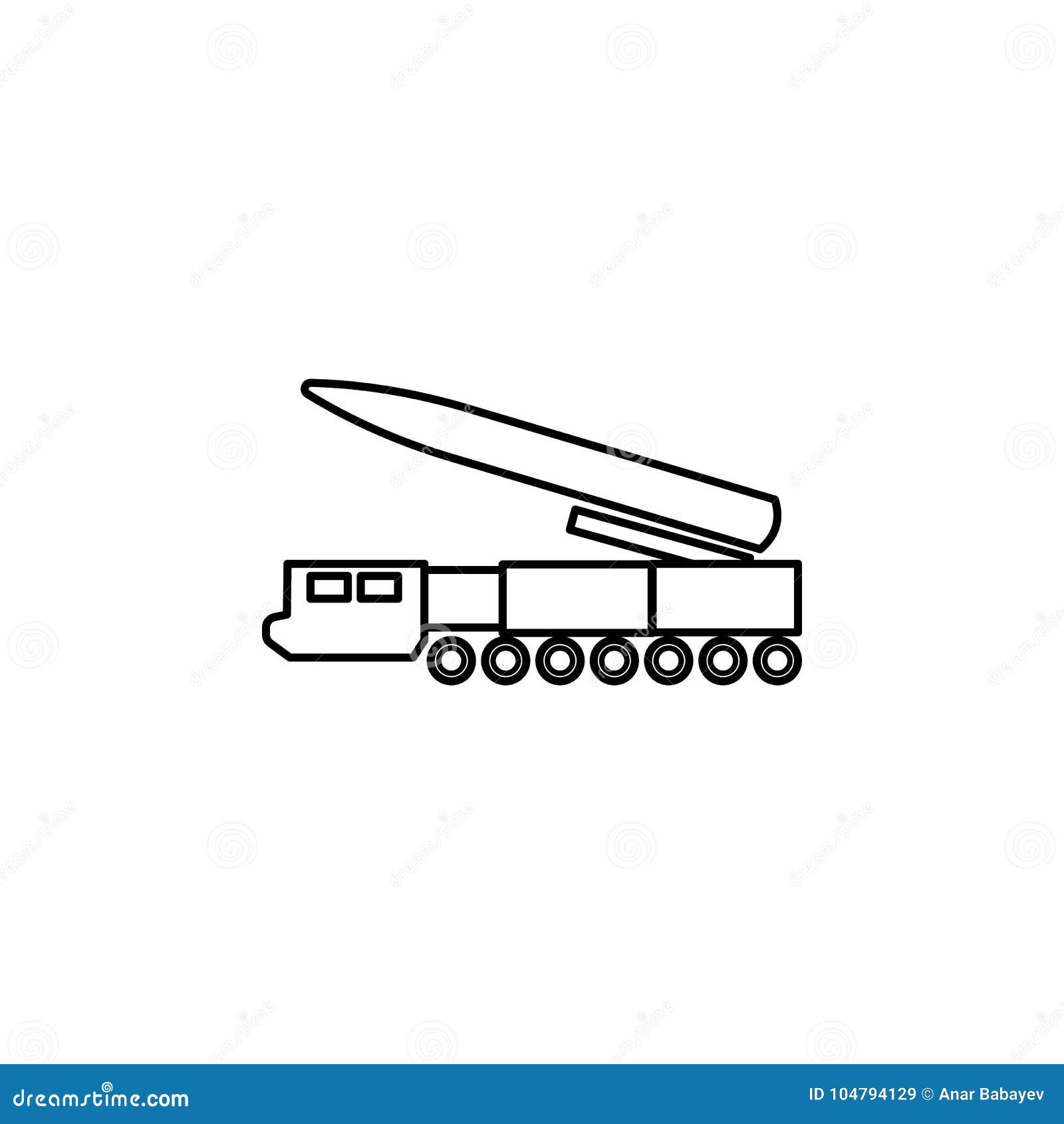 Missile system line icon stock vector. Illustration of missile - 104794129