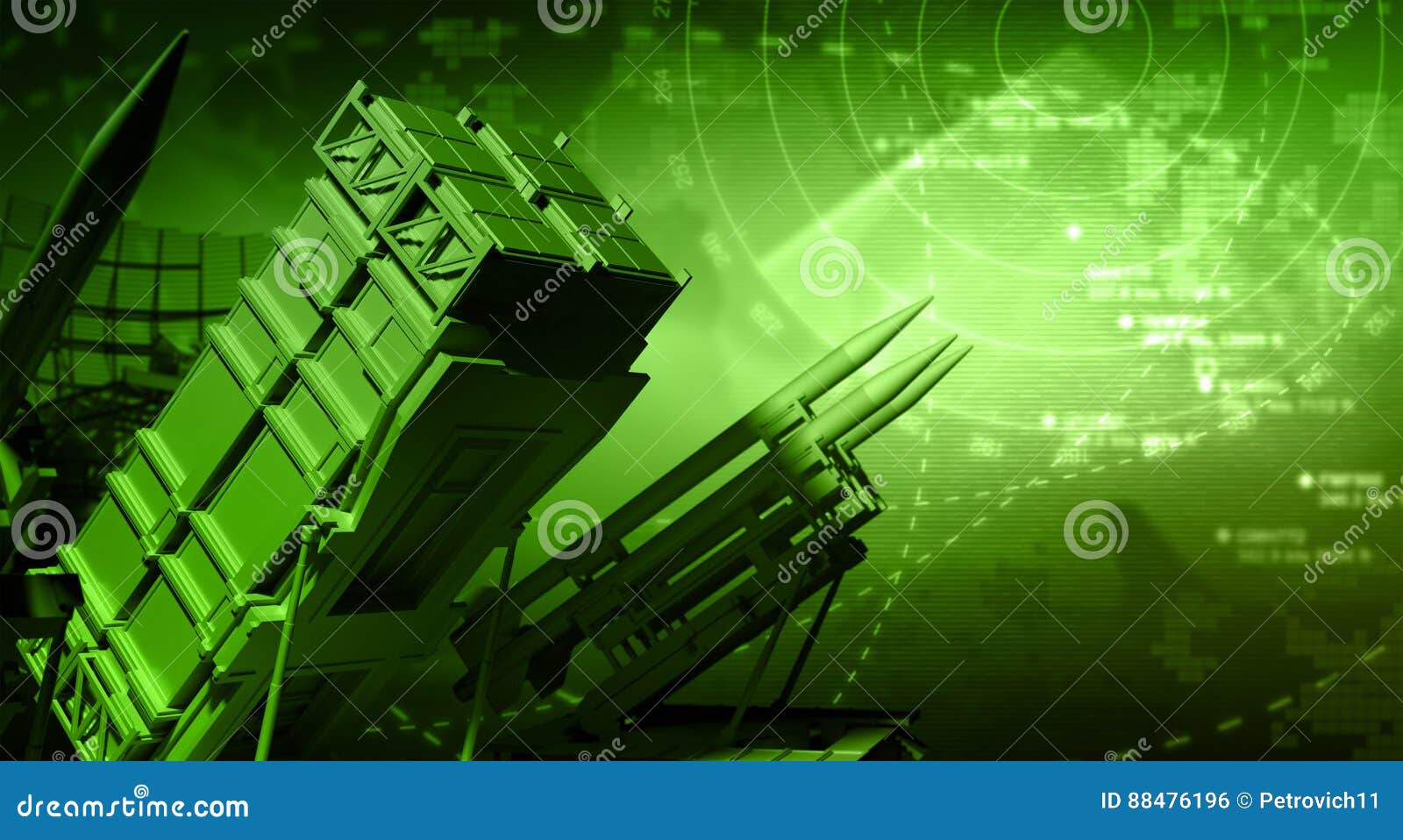 Missile System and Radar stock illustration. Illustration of rendering ...