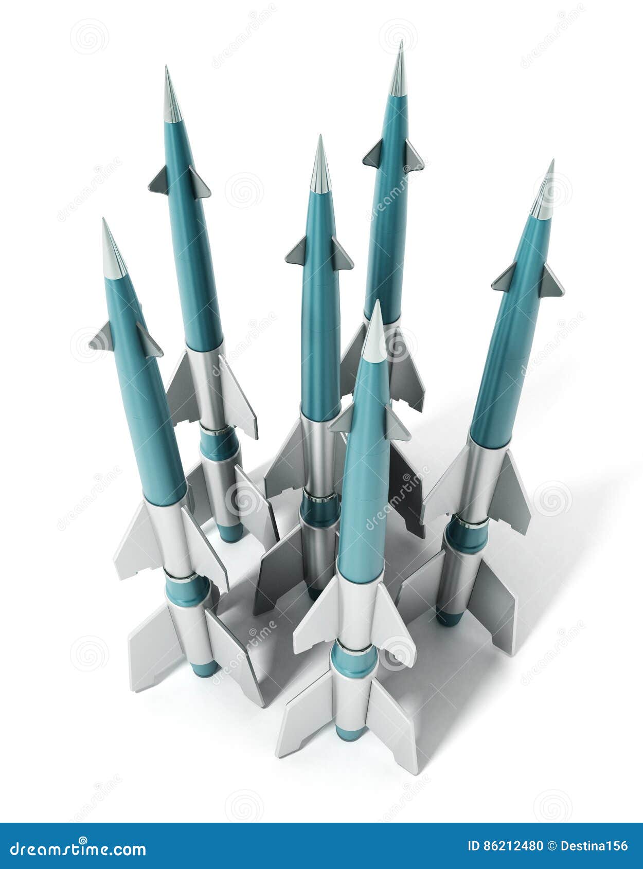 Missiles Isolated on White Background. 3D Illustration Stock ...