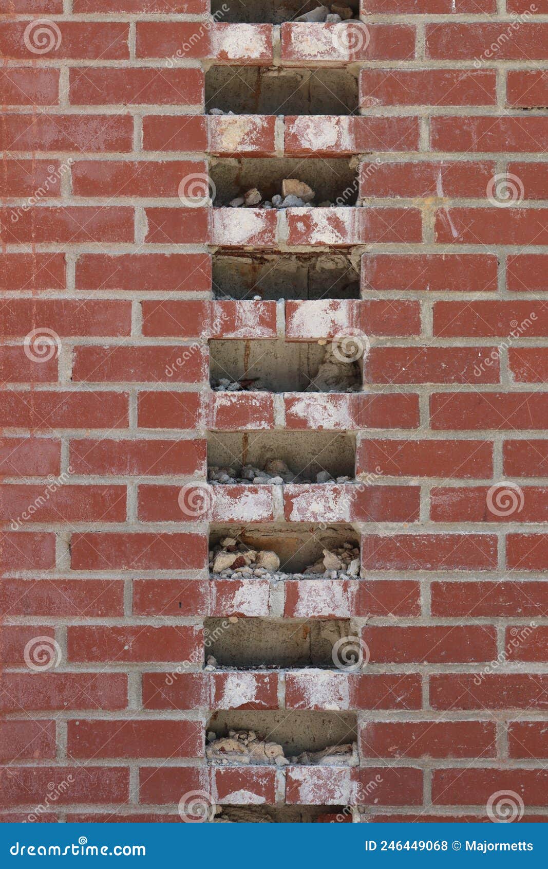 Missing Bricks in Red Brick Wall Stock Photo - Image of bricks, lines ...