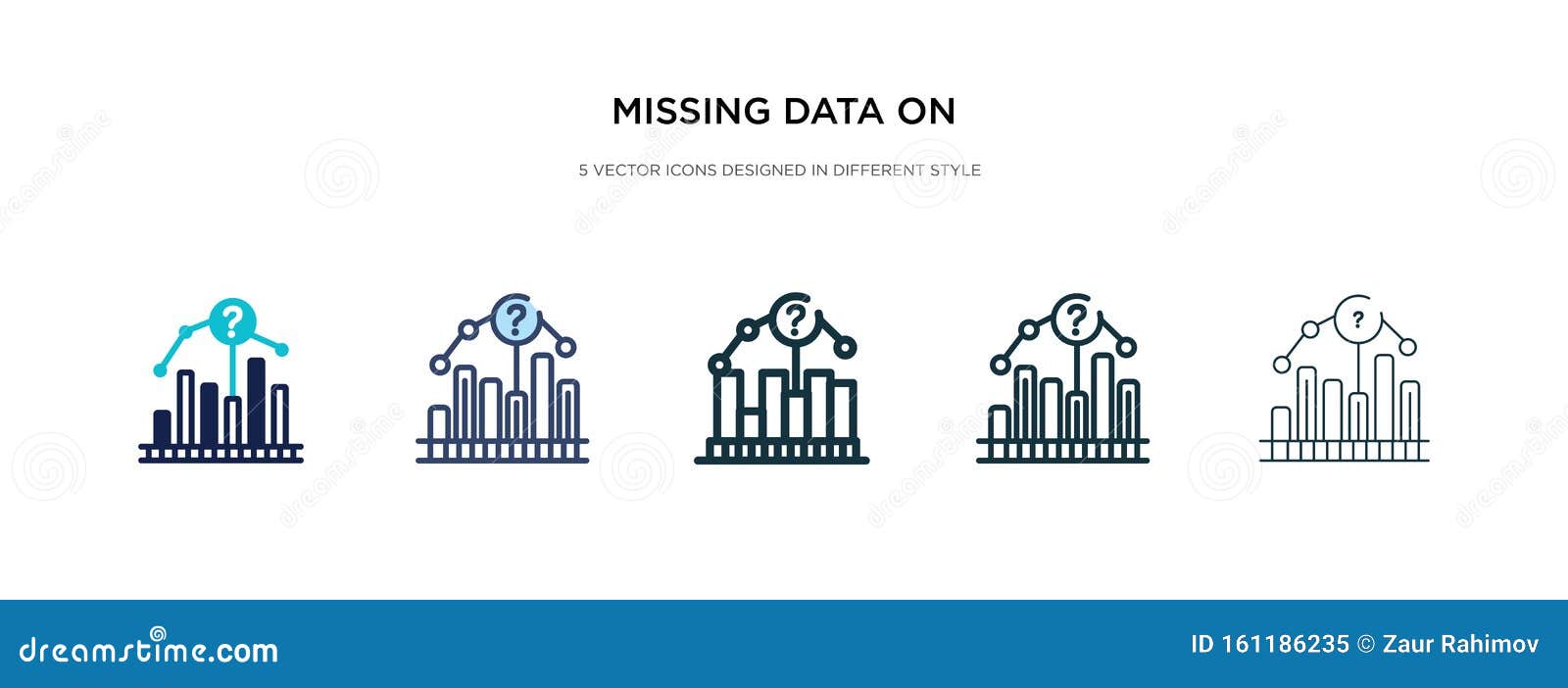 Missing Data on Analytics Line Graphic Icon in Different Style Vector ...