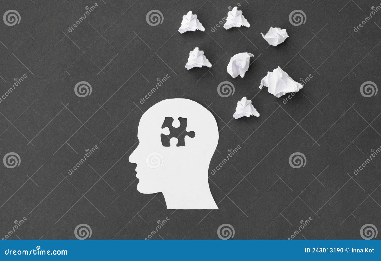 Missing Jigsaw Puzzle of Human Brain on Blak Background. Creative Idea ...