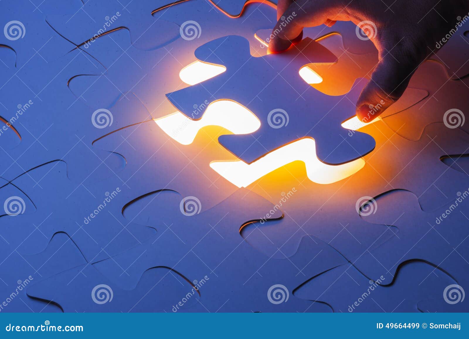 Missing Jigsaw Puzzle Piece with Light Glow Stock Image - Image of ...