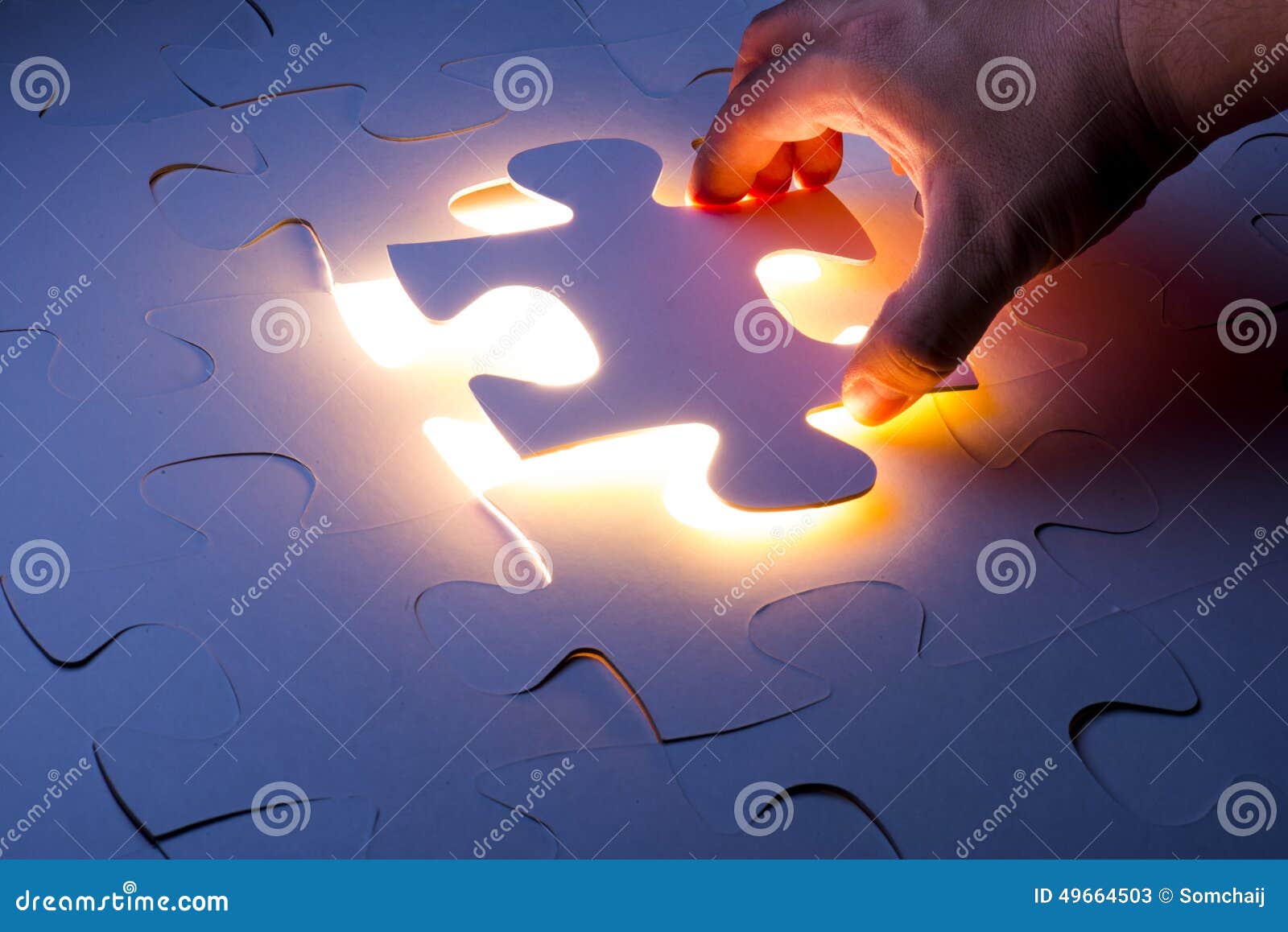 Missing Jigsaw Puzzle Piece with Light Glow Stock Image - Image of ...