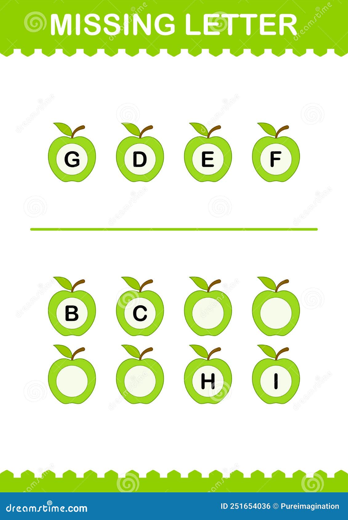Missing Letter with Apple. Worksheet for Kids Stock Vector ...