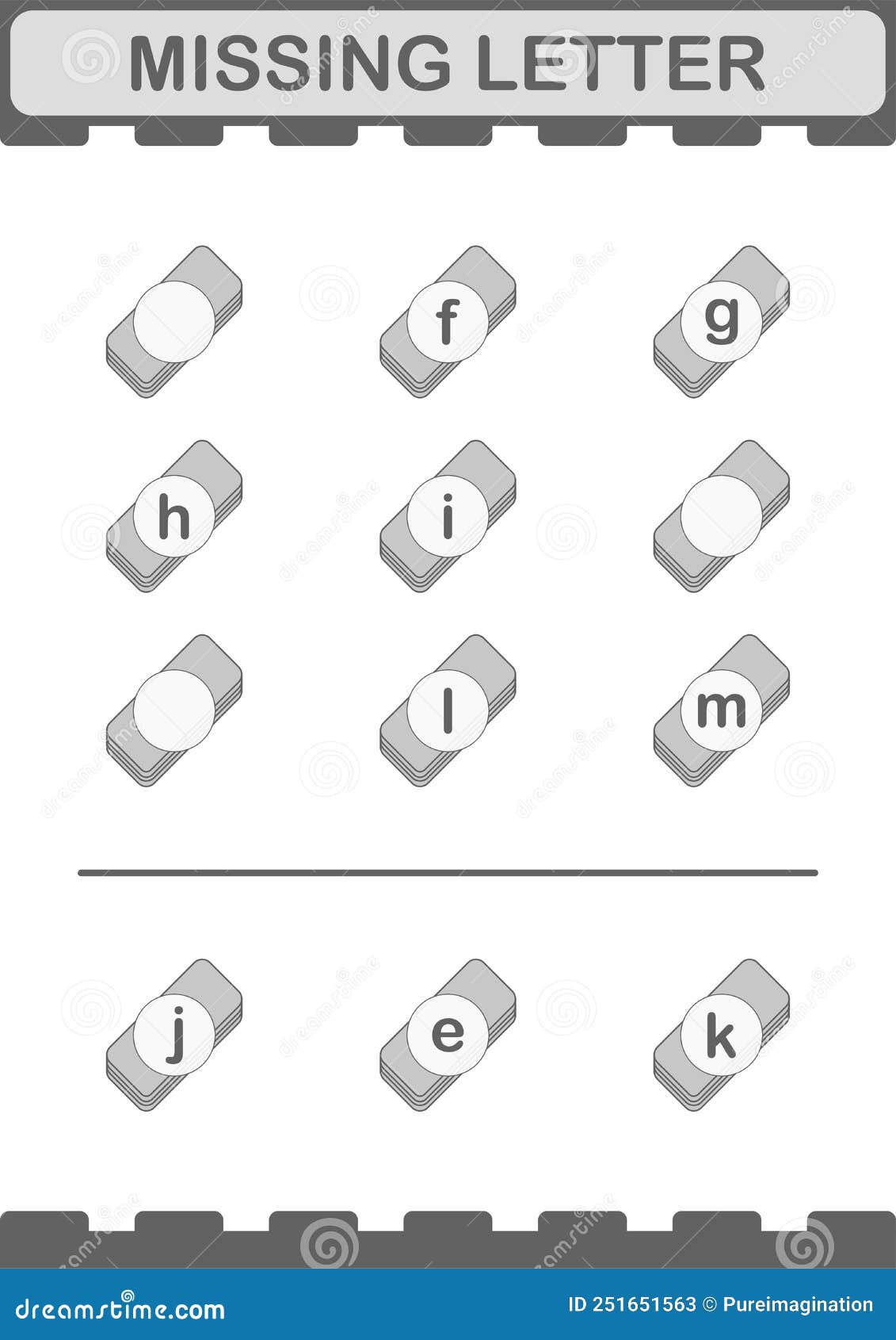 Missing Letter with Eraser. Worksheet for Kids Stock Vector ...