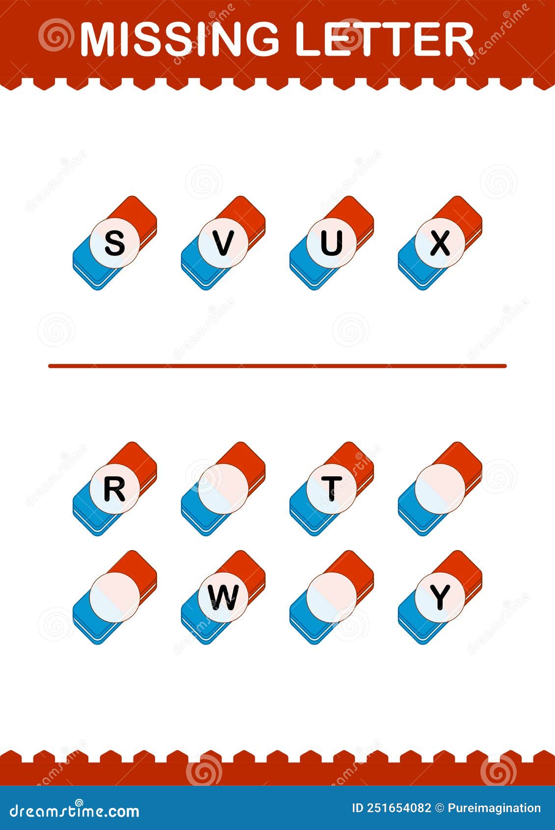 Missing Letter with Eraser. Worksheet for Kids Stock Vector ...