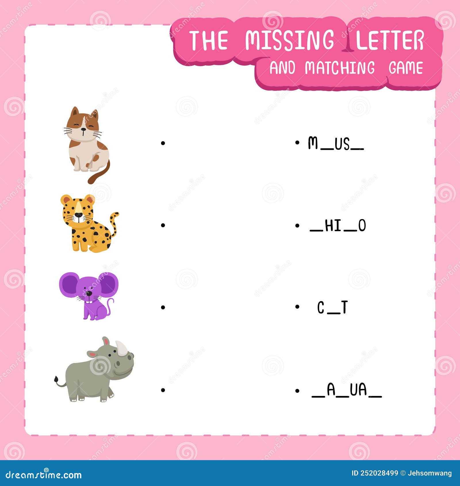 The Missing Letter and Matching Game Stock Vector - Illustration of ...