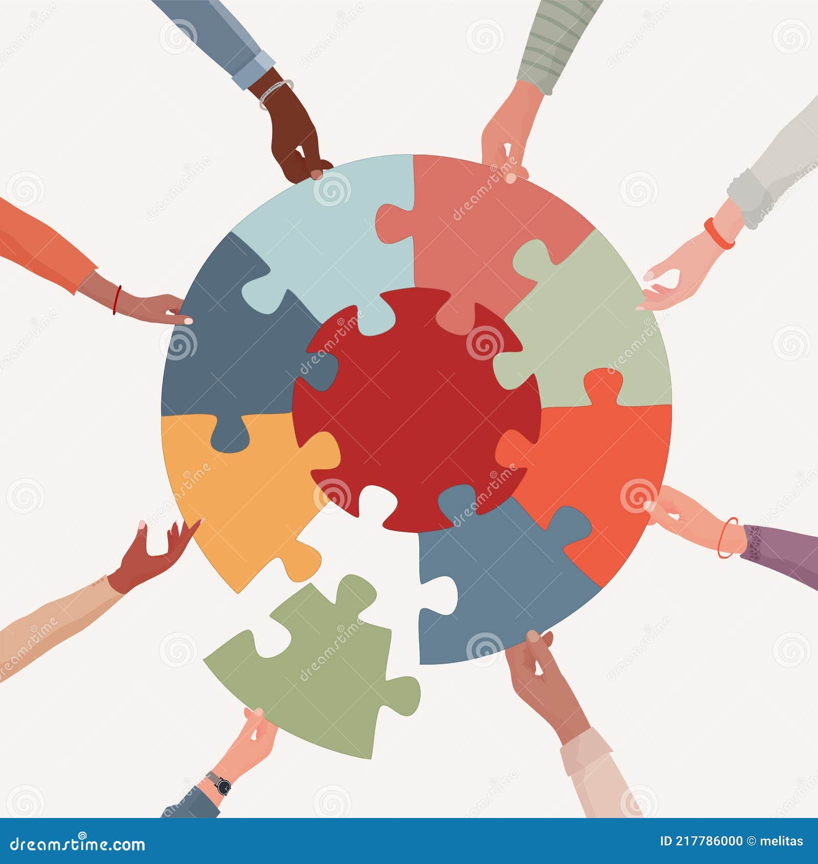 Missing Link.Arms of Hands of People or Co-workers of Diverse Races ... Missing Link.Arms of Hands of People or Co-workers of Diverse Races ...