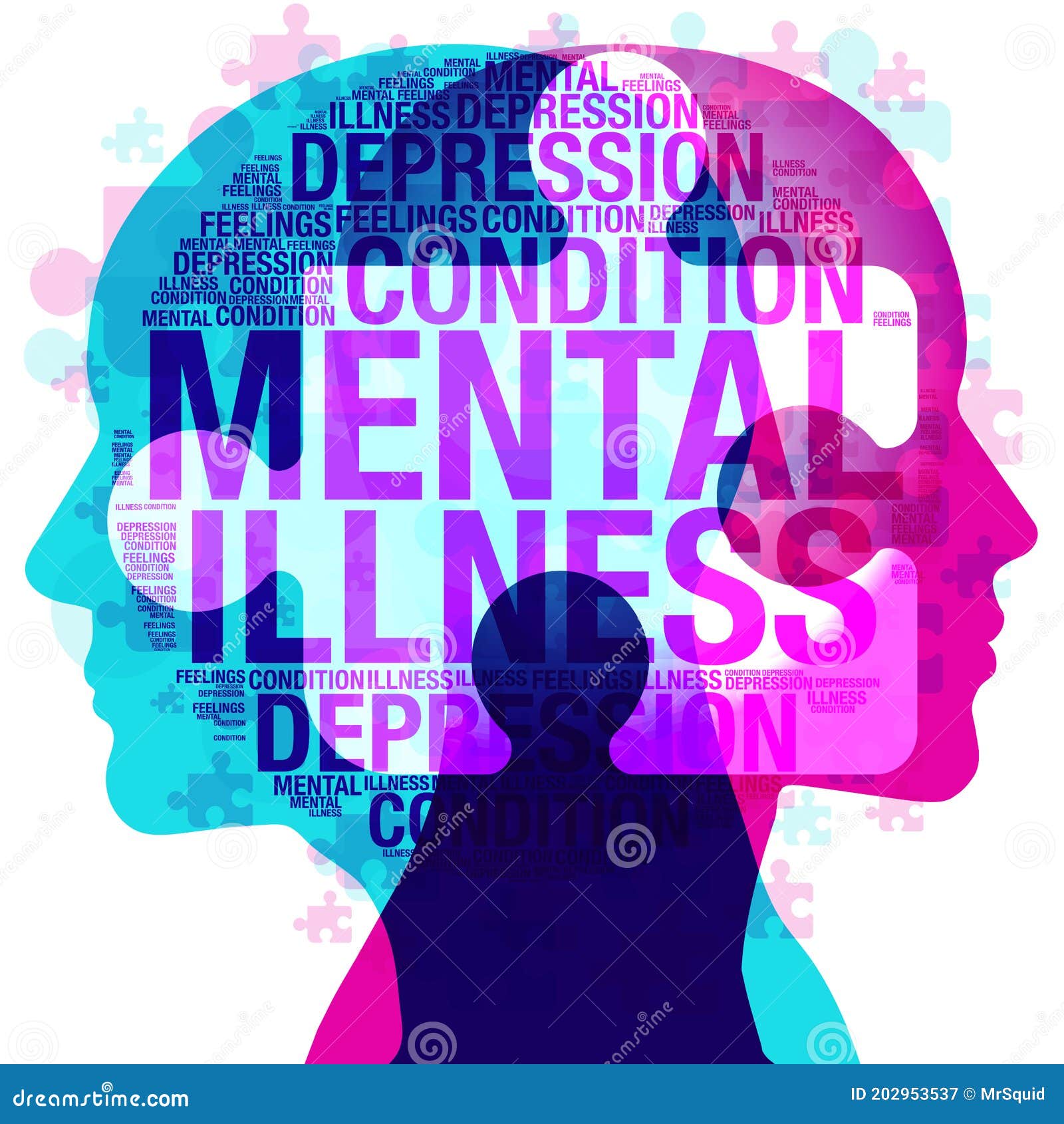 Missing Mental Piece stock vector. Illustration of depression - 202953537