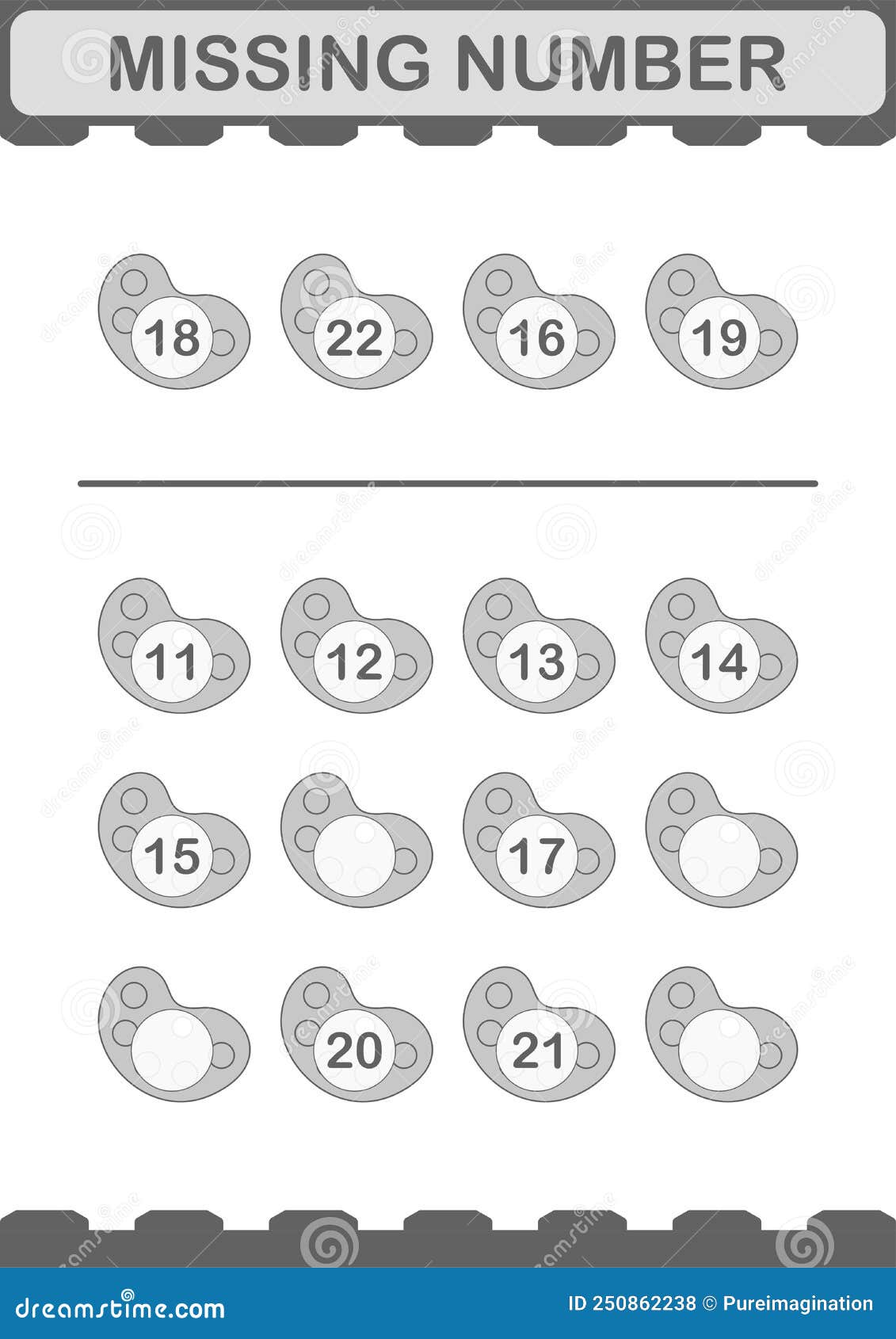 Missing Number with Art Palette. Worksheet for Kids Stock Vector ...