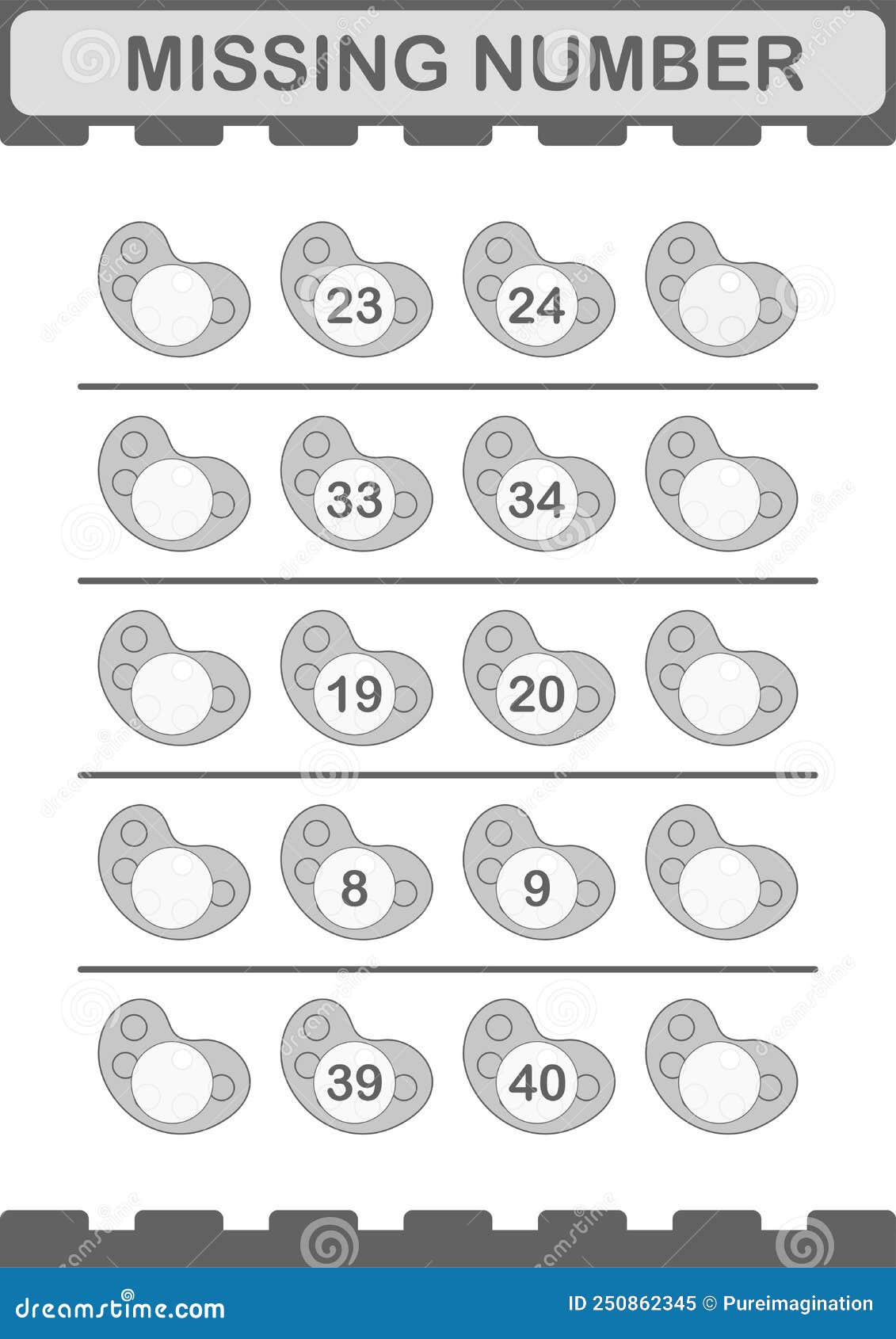 Missing Number with Art Palette. Worksheet for Kids Stock Vector ...