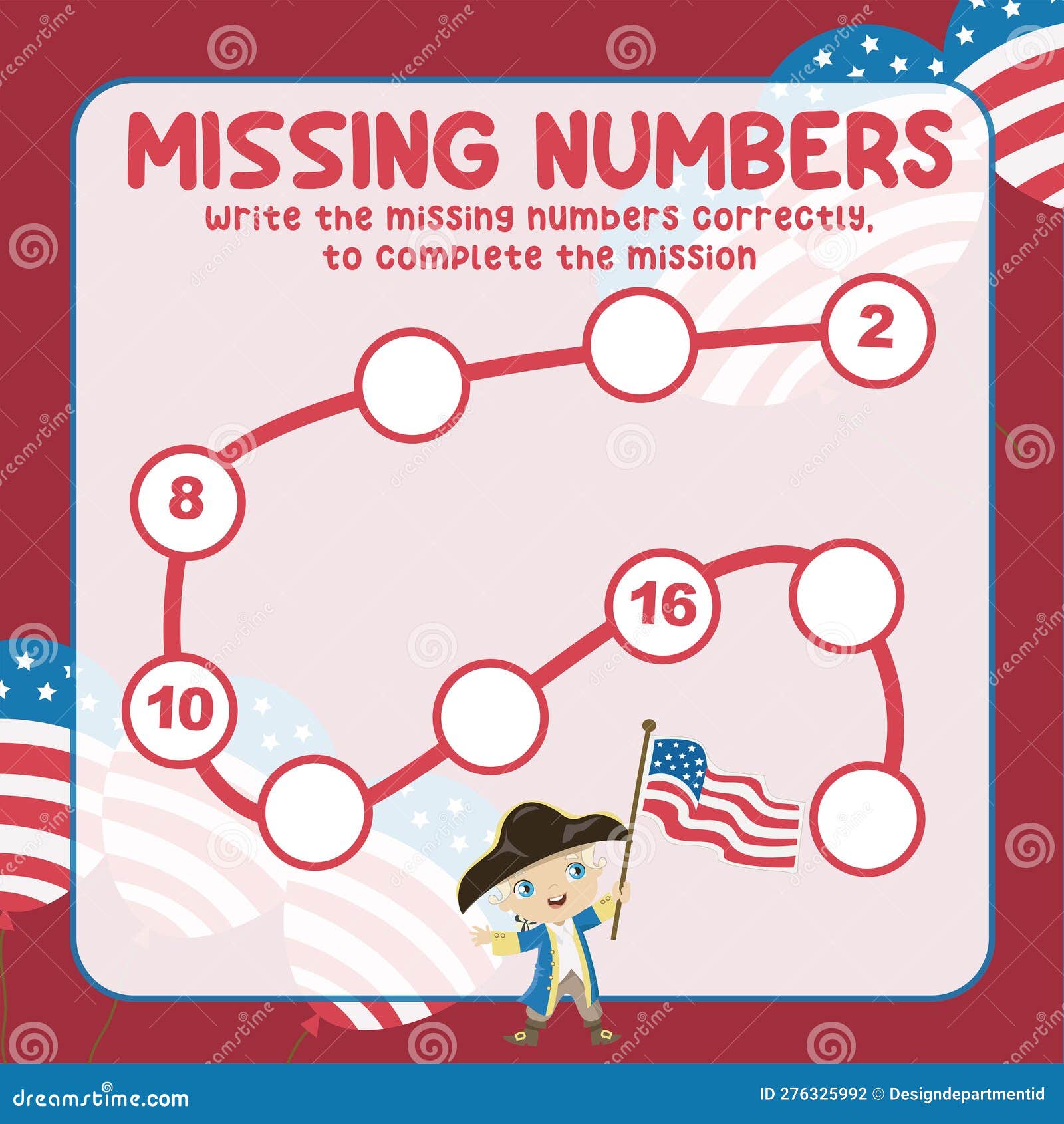 Missing Numbers Worksheet. Count and Write Activity. Stock Vector ...