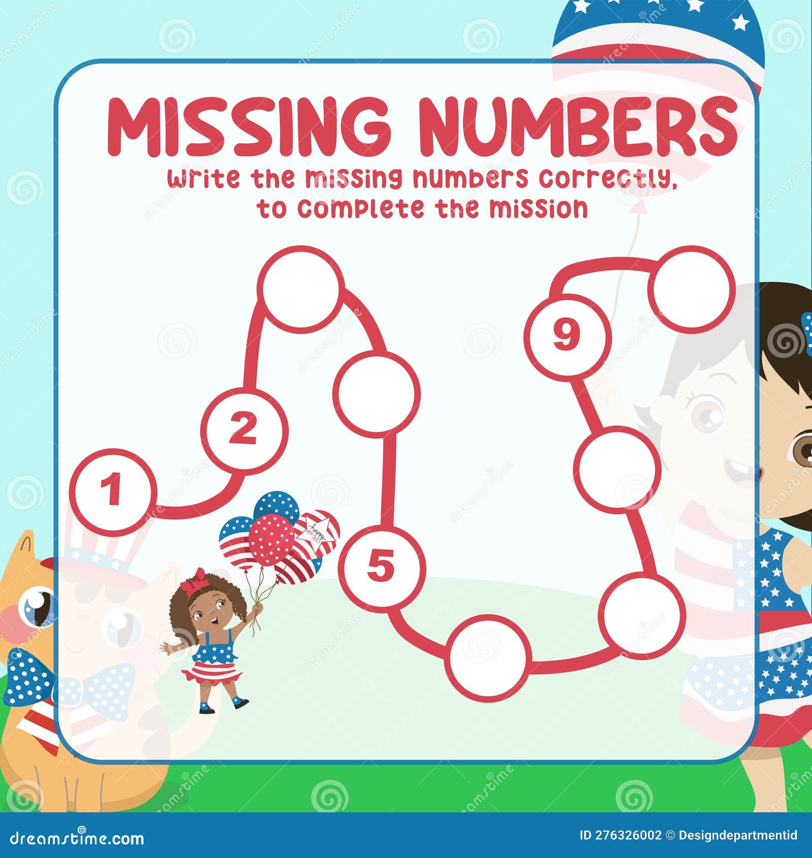 Missing Numbers Worksheet. Count and Write Activity. Stock Vector ...
