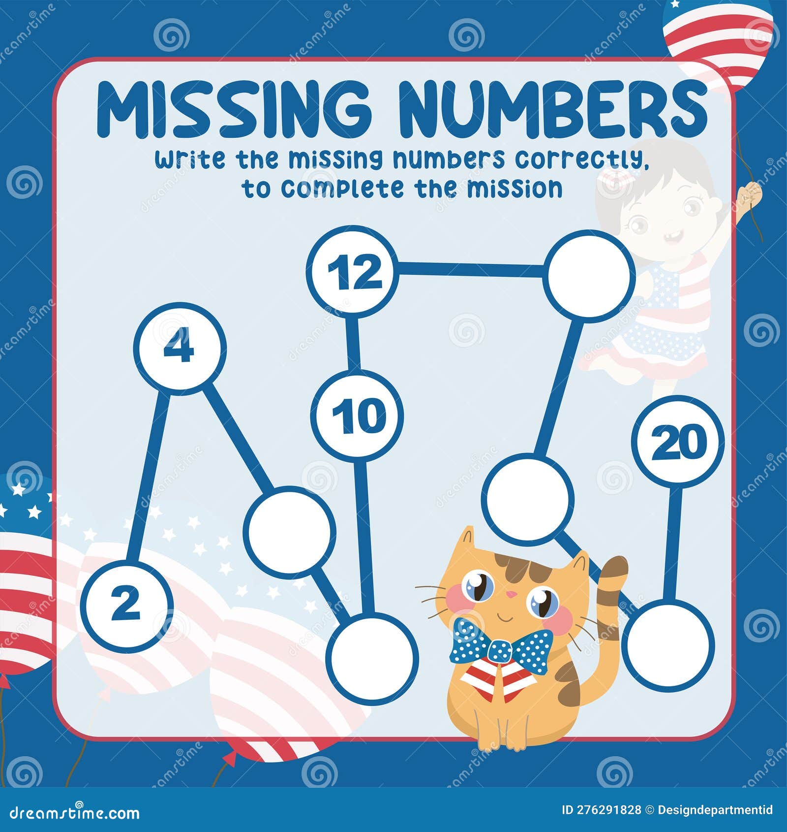 Missing Numbers Worksheet. Educational Printable Math Worksheet. Stock ...