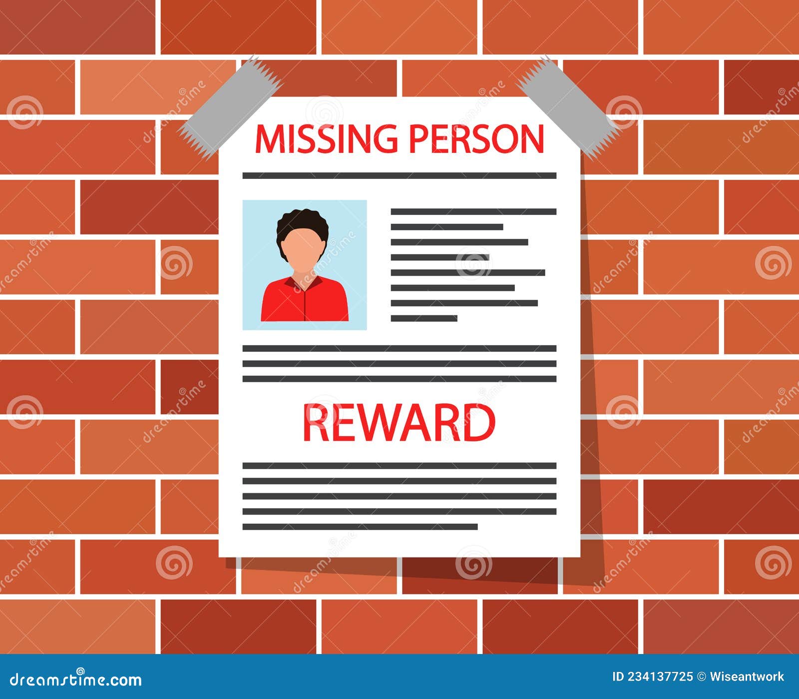 Missing Person Poster. Wanted, Disappeared And Lost Person. Notice On ... Missing Person Poster. Wanted, Disappeared And Lost Person. Notice On ...