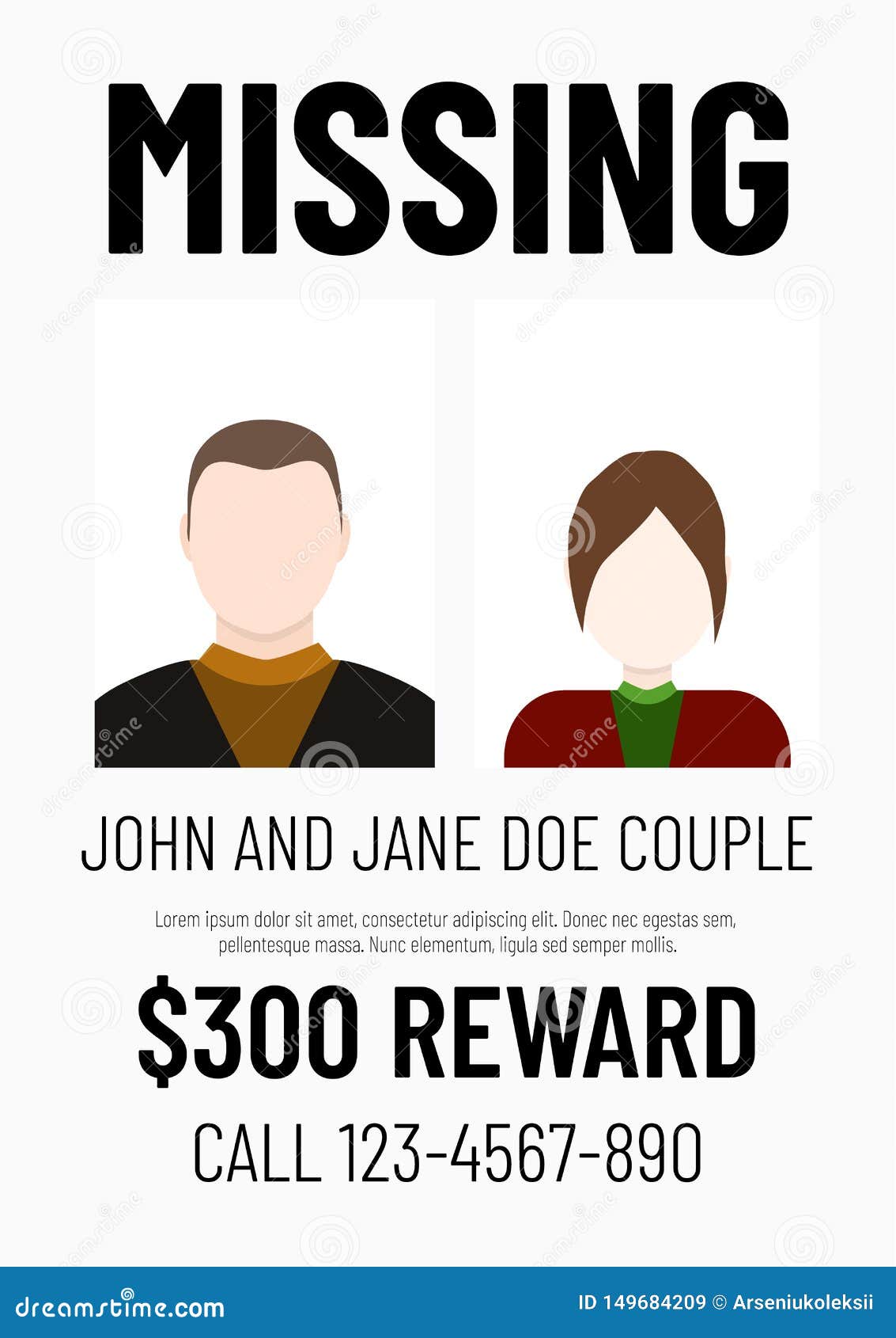 Missing poster template. stock vector. Illustration of banner - 149684209