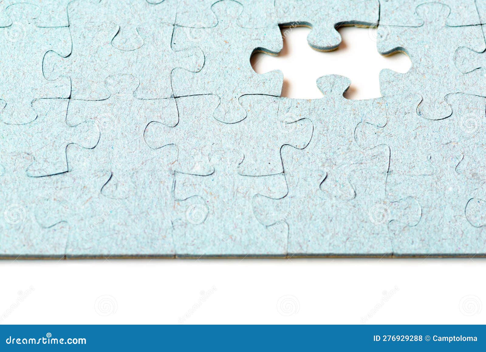 Missing Puzzle Piece and Light Blue Puzzle Pieces Stock Photo - Image ...