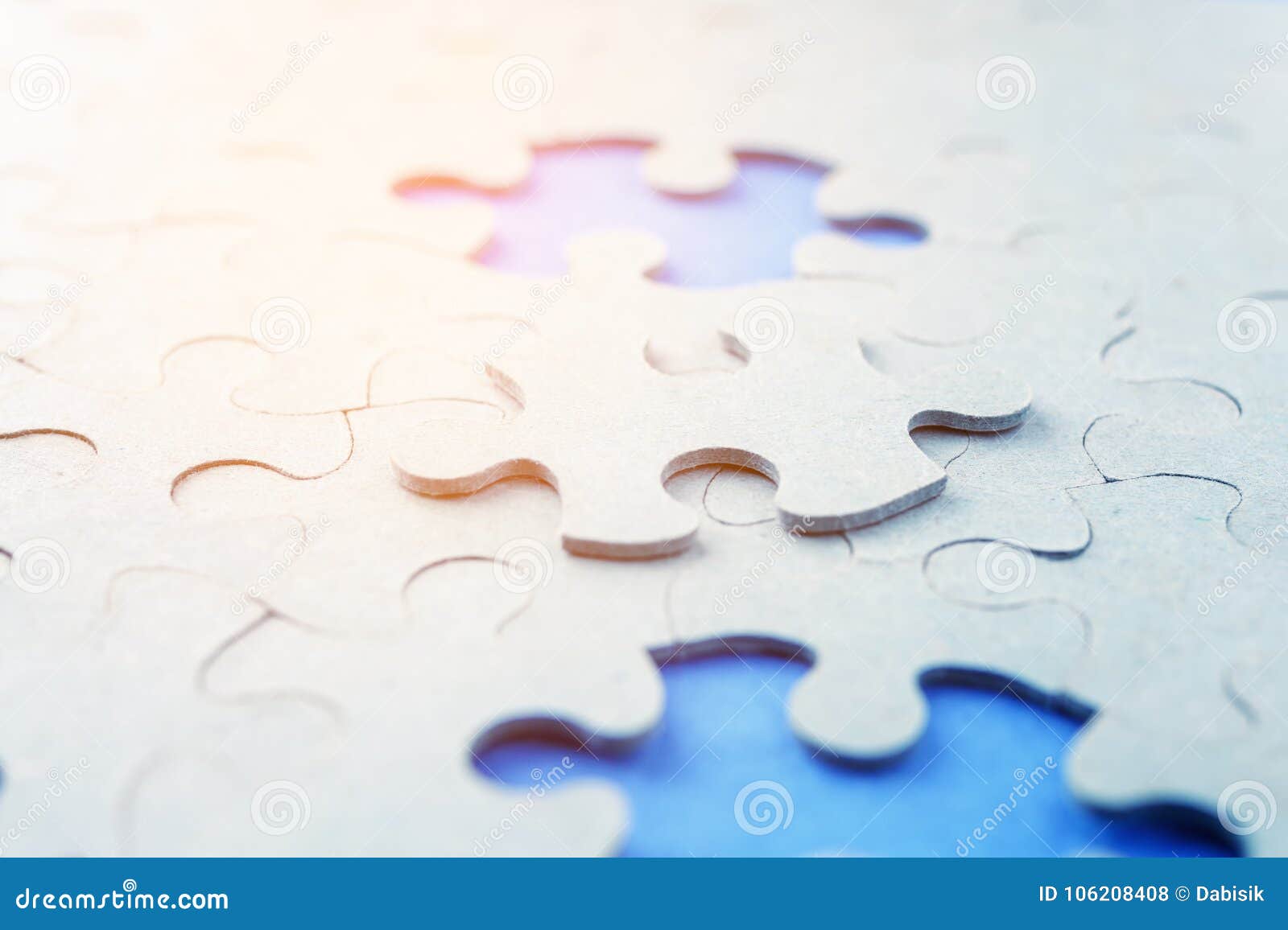 Missing Puzzle Pieces on a Blue Background. Stock Photo - Image of ...