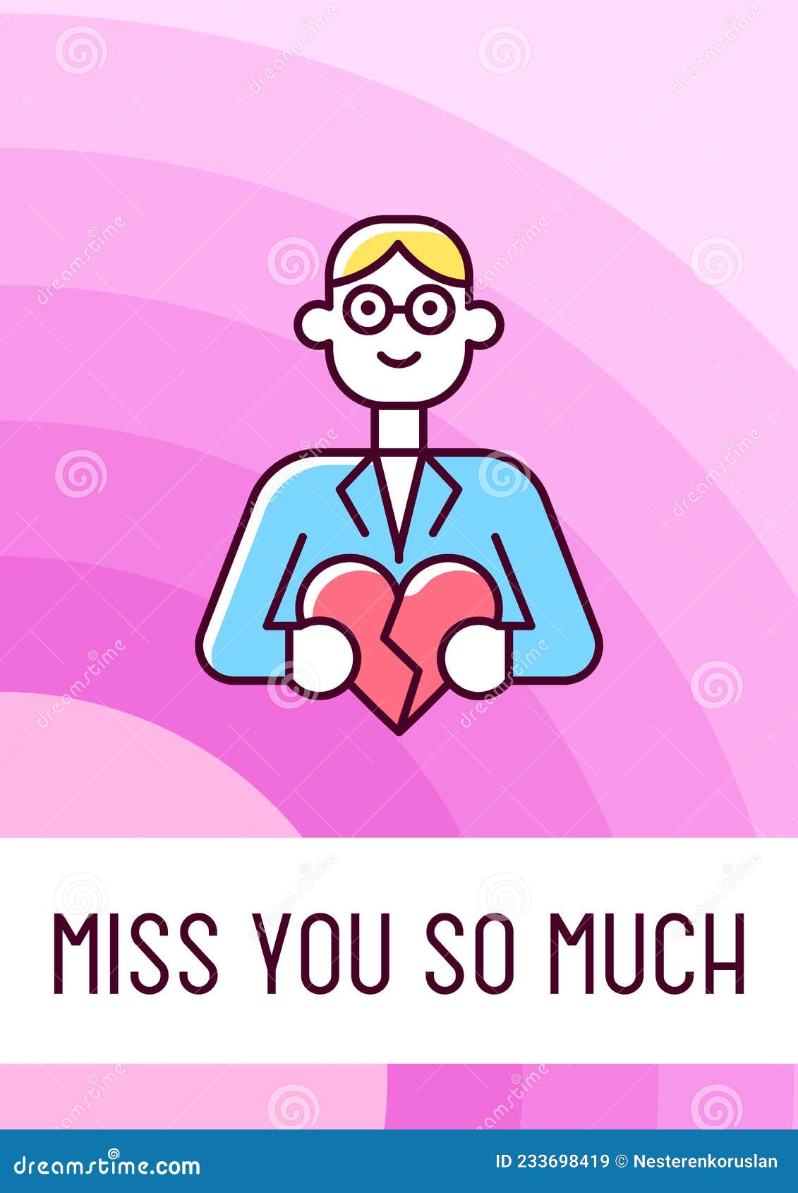 Missing Romantic Partner Greeting Card with Color Icon Element Stock ...