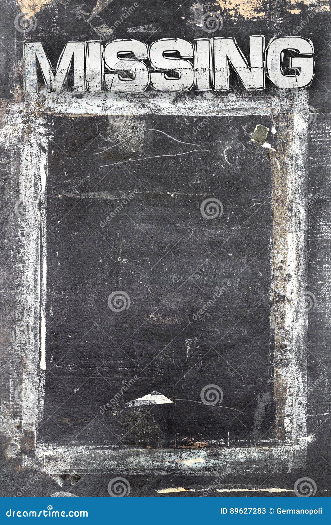 Missing sign stock image. Image of blackboard, label - 89627283