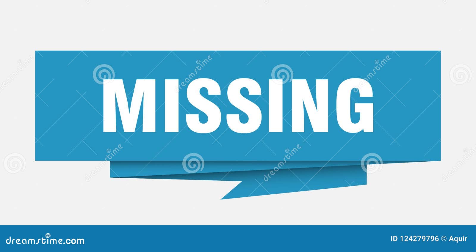 Missing stock vector. Illustration of flyer, blue, missing - 124279796