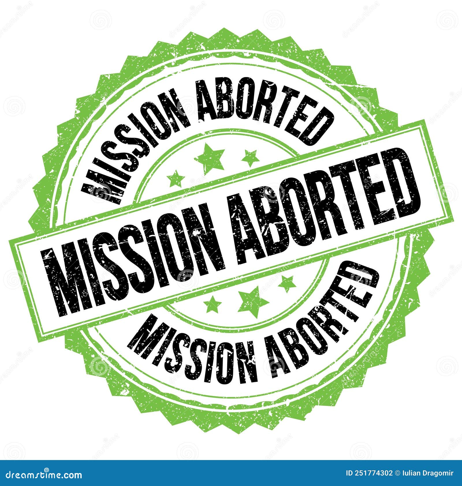 MISSION ABORTED Text on Green-black Round Stamp Sign Stock Illustration ...