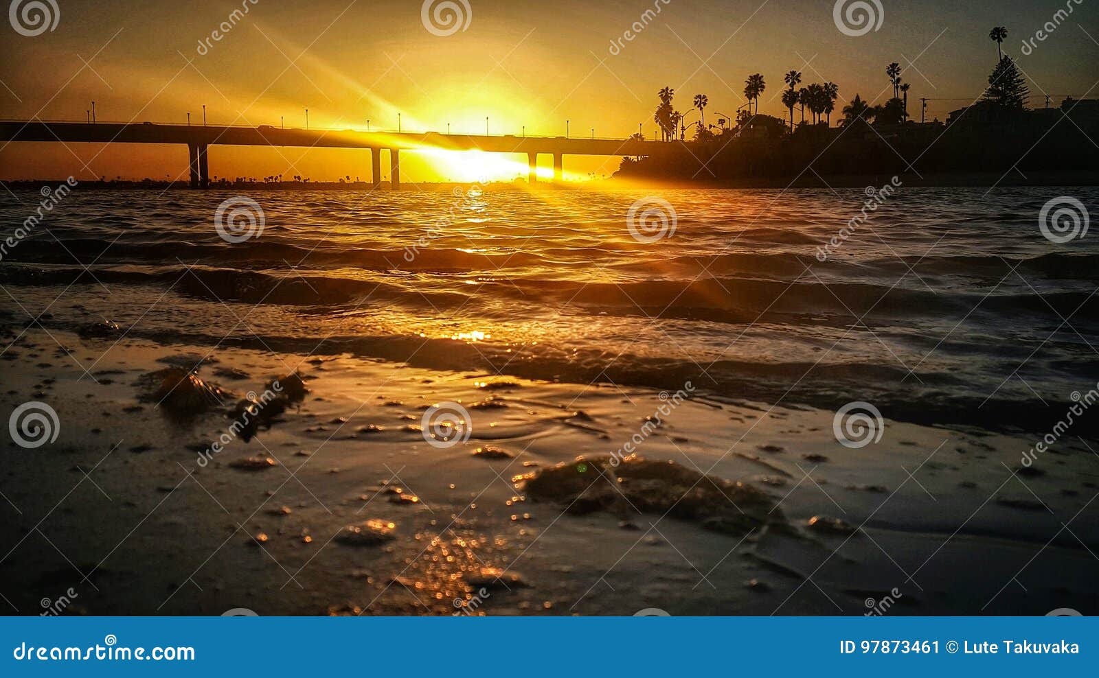 Mission Bay sunset stock image. Image of mission, beach - 97873461