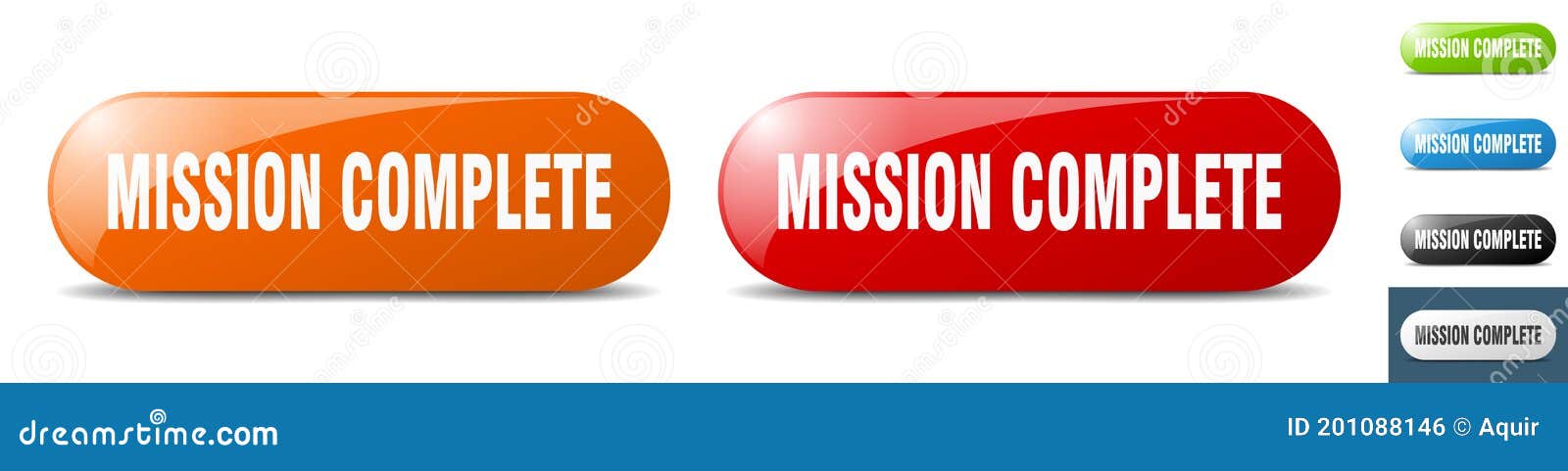Mission Complete Button. Key. Sign. Push Button Set Stock Vector ...