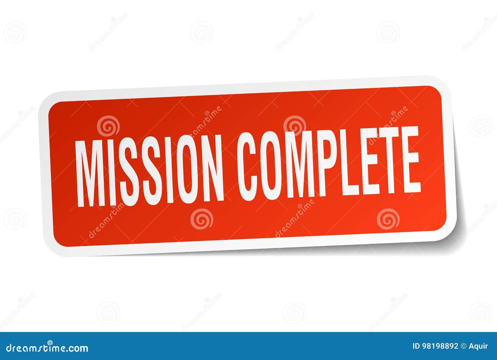 Mission complete sticker stock vector. Illustration of square - 98198892