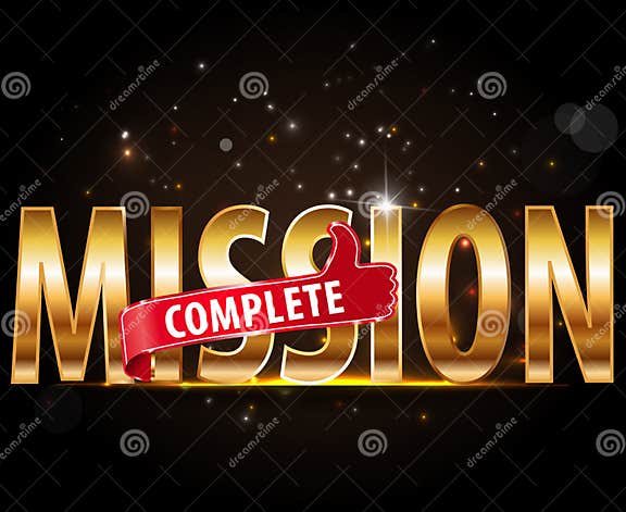 Mission Complete Text with Thumbs Up Design Stock Vector - Illustration ...