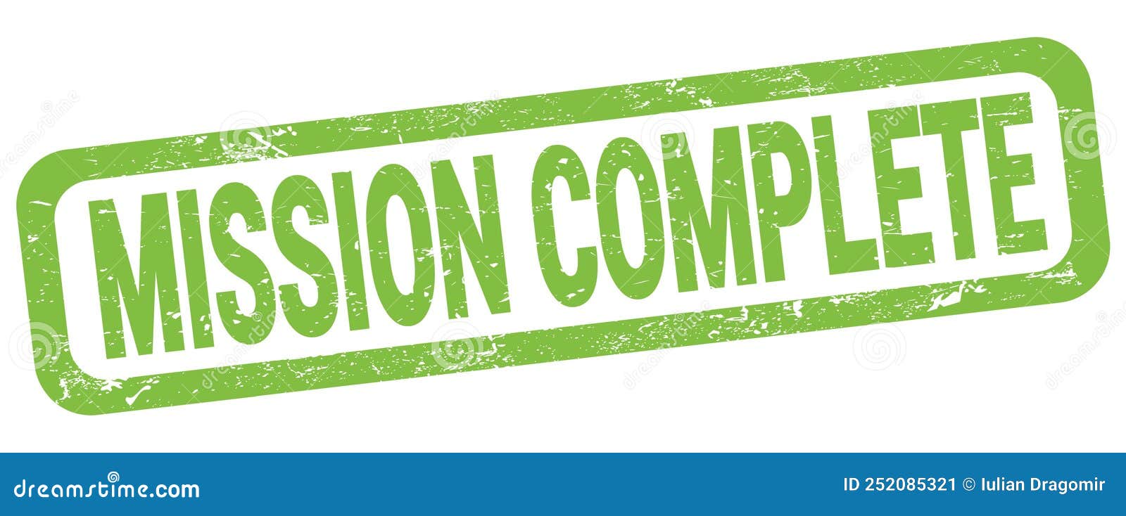 MISSION COMPLETE Text Written on Green Rectangle Stamp Stock ...