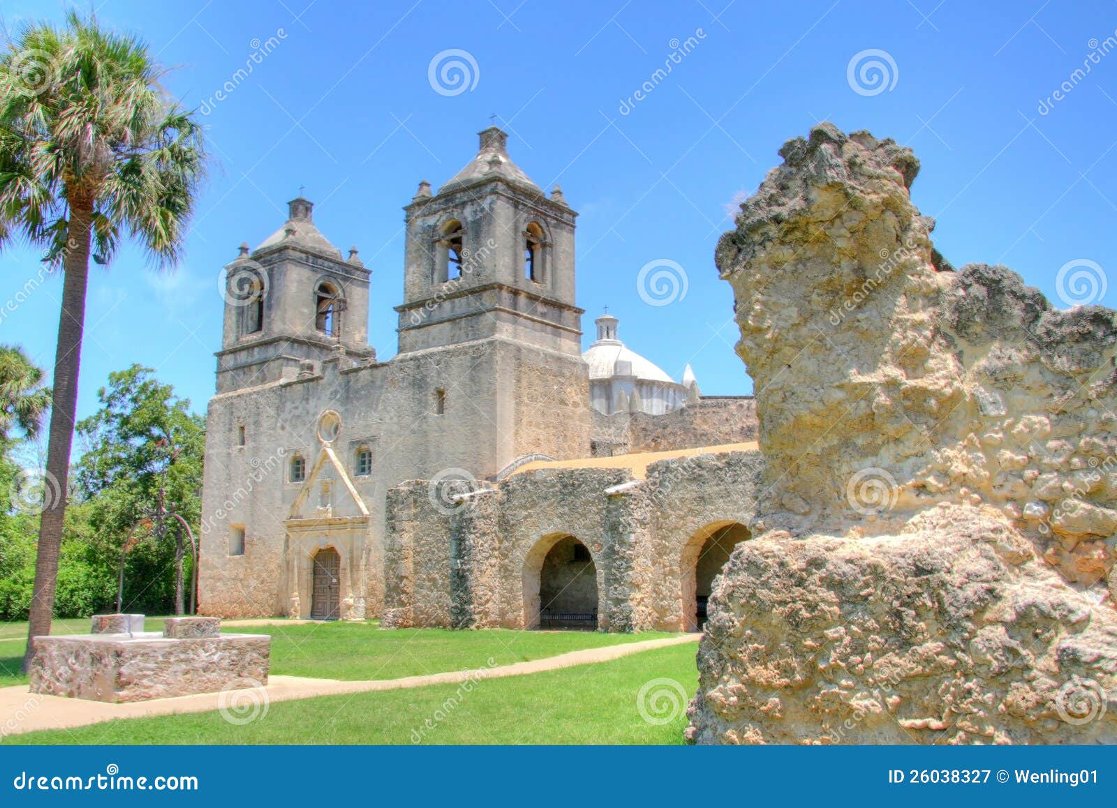 Mission Concepcion in San Antonio Stock Image - Image of plant, outside ...