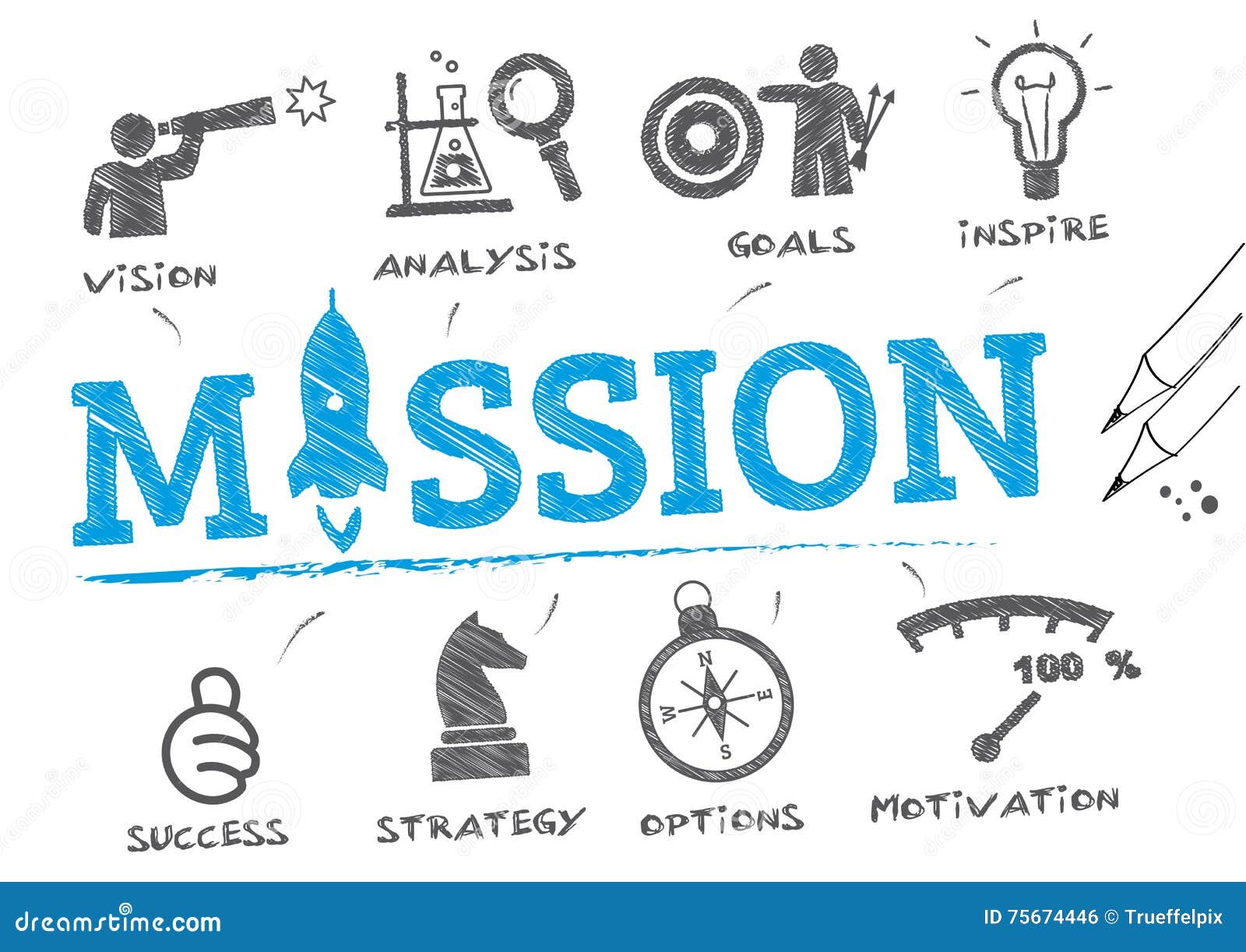 Mission concept doodle stock illustration. Illustration of achievement ...