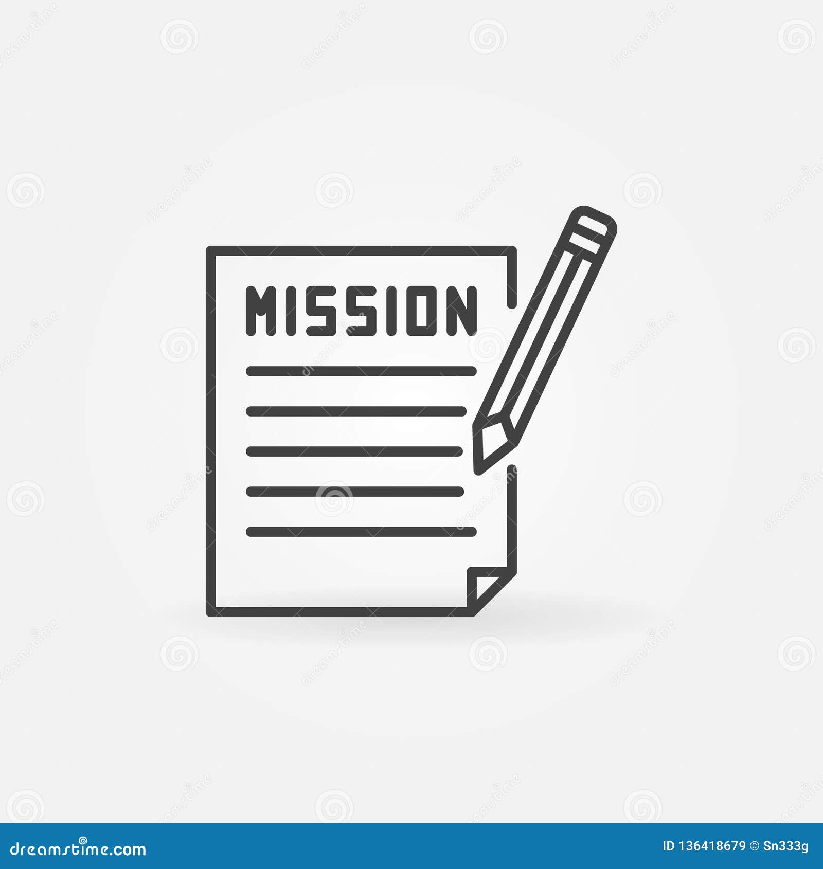 Mission Document with Pencil Vector Outline Icon Stock Vector ...