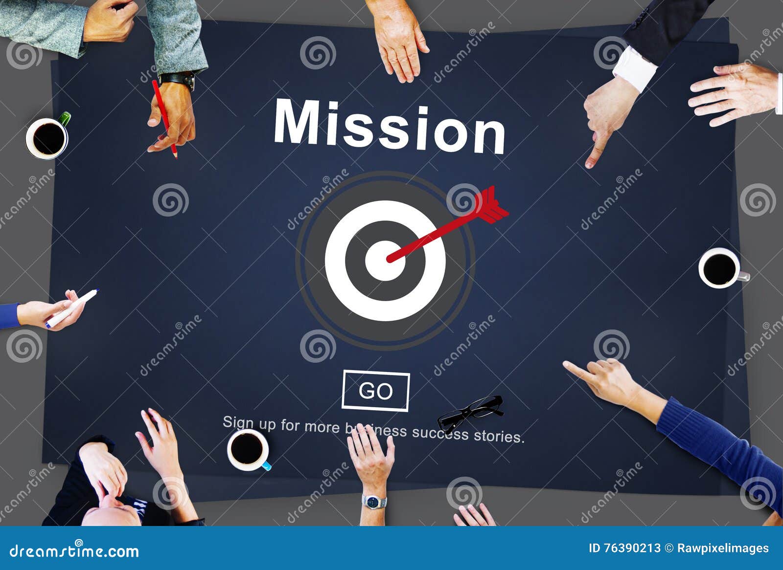 Mission Goals Target Aspirations Motivation Strategy Concept Stock ...