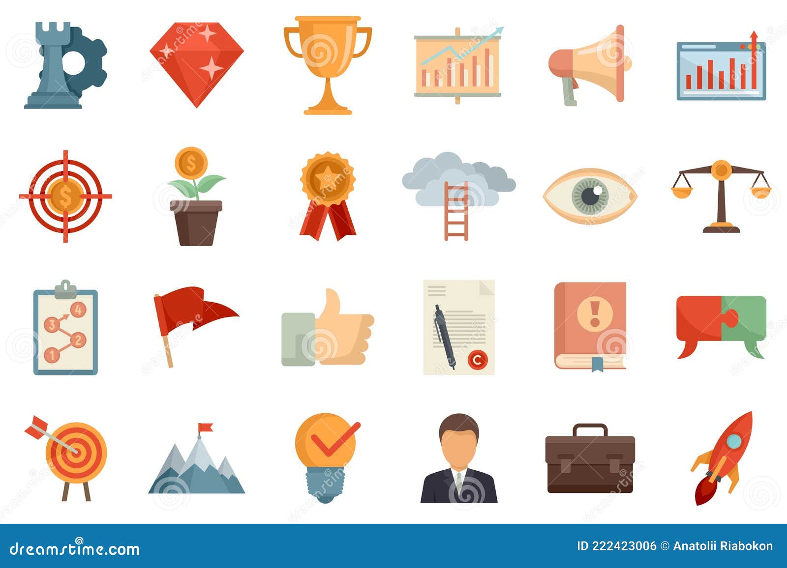 Mission Icons Set Flat Vector Isolated Stock Vector - Illustration of ...