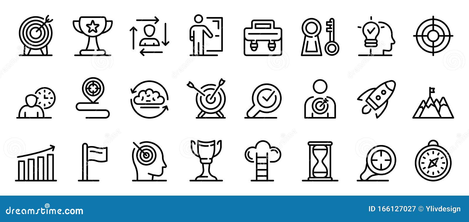 Mission Icons Set, Outline Style Stock Vector - Illustration of linear ...