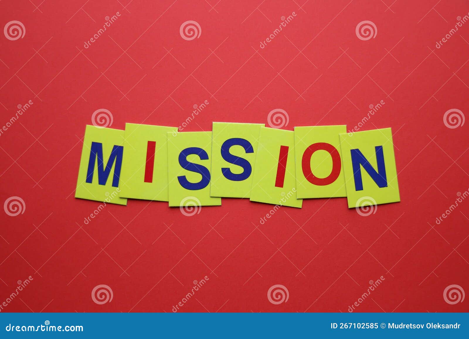 Mission Inscription in Yellow Letters on a Red Background Stock Image ...