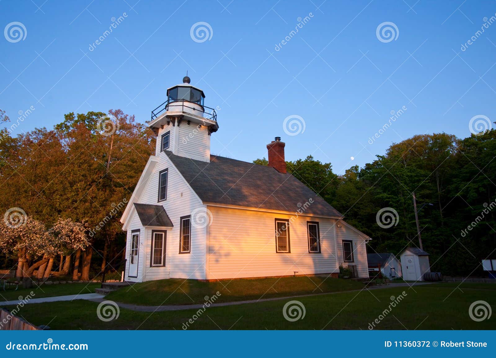 Mission Point Lighthouse, Michigan I Stock Photo - Image of tower ...
