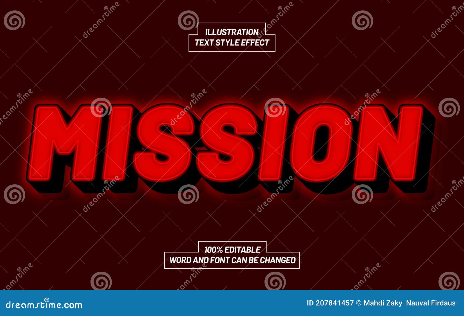 Mission Red 3D Bold Text Style Effect Stock Vector - Illustration of ...