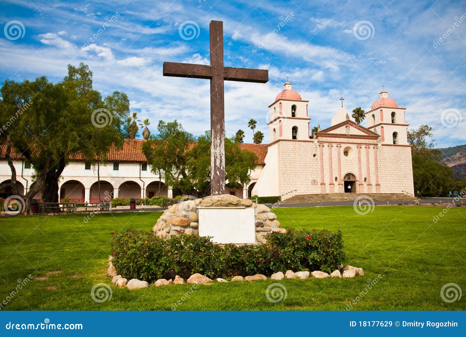 Mission Santa Barbara stock image. Image of mission, cross - 18177629