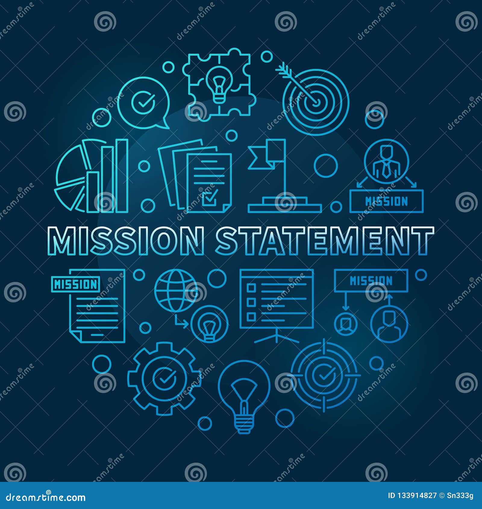 Mission Statement Vector Round Blue Outline Illustration Stock Vector ...